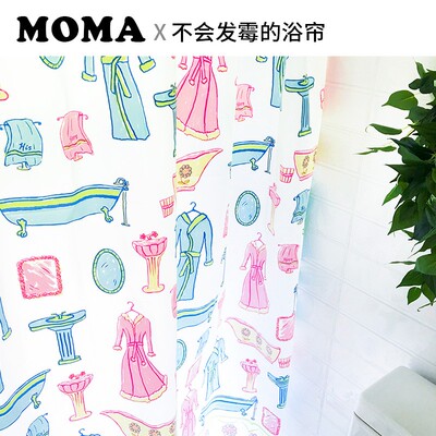 默玛PEVA浴帘防水加厚防霉卫生间浴帘布隔断帘卡通韩国浴室用品