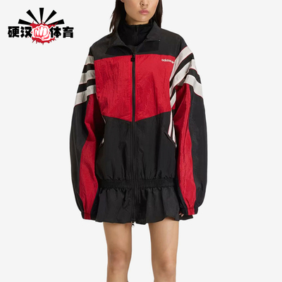 Adidas/阿迪达斯正品三叶草新款女黑红色宽松经典夹克外套KC9134
