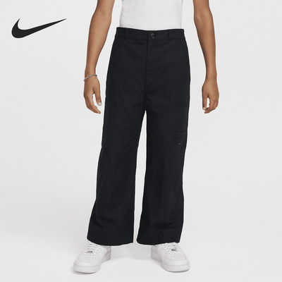 Nike/耐克正品2025冬季款大童运动刺绣直筒长裤FV8047-010