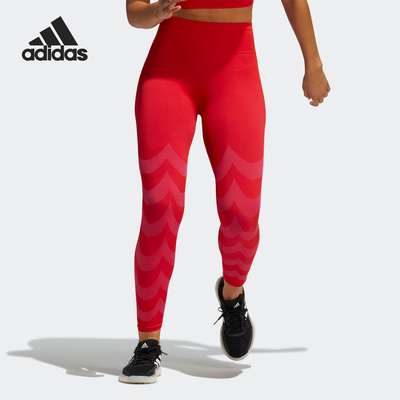 Adidas/阿迪达斯正品夏季女士印花健身运动紧身九分裤GU9526