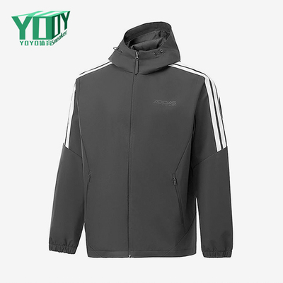 Adidas/阿迪达斯正品新款男深灰白色运动经典休闲连帽夹克KQ7851