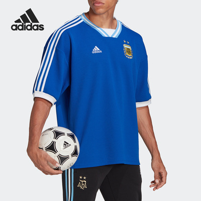Adidas/阿迪达斯正品夏季男子阿根廷队复古足球球衣HG4239