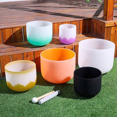 跨境6-14寸石英水晶钵432HZ专业颂钵静心冥想钵音疗愈钵音碗拍单