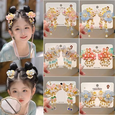 古风儿童汉服发饰女童花夹