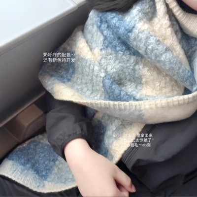 海蓝色围巾冬季女韩系氛