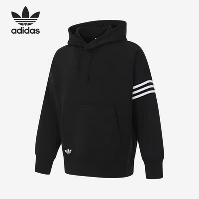 Adidas/阿迪达斯正品三叶草男士三条纹保暖连帽卫衣JC9937