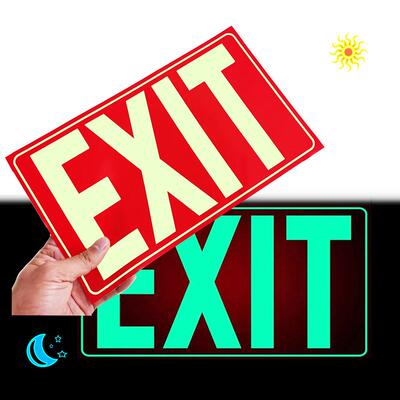 跨境货源自粘乙烯基在黑暗中发光IMO自发光安全出口EXIT夜光标识