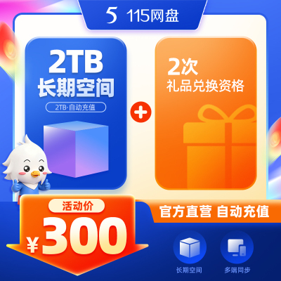 115网盘 2TB空间扩容  长期有效 不包含VIP服务 自动到账