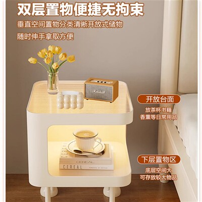 卧室床头柜小型客厅沙发边几创意极简玻璃角轻奢高级感收纳边桌