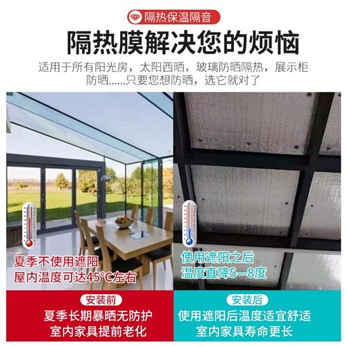 防晒隔热膜铝箔台窗贴家用遮帘自粘温室玻璃遮光板