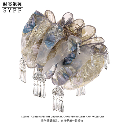 时宴泡芙【昭华织梦】广西壮锦发夹复古刺绣提花抓夹手工浮雕设计