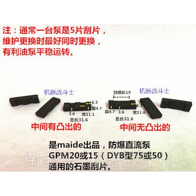 直流防爆油泵用的石墨刮片（拍1=1片，maide GPM20和15等通用型）
