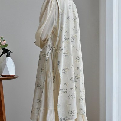 跨境外贸infs防水棉家用无袖韩版厨房围裙家务围兜围腰棉麻工作服