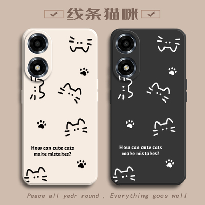 适用OPPOA2x手机壳OPPOA2新款A2PRO保护套OPA/OPPA外壳opp0pp0液态硅胶全包防摔opopa女oopo通用OPPO简约猫咪