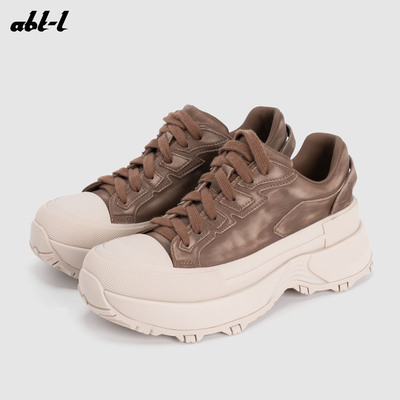 牛皮系带松糕增高休闲鞋女