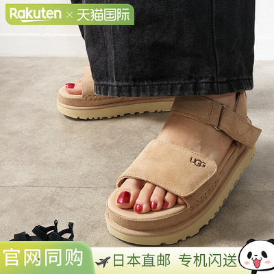 日本直邮UGG W Goldenstar 凉鞋 后绑带鞋 露趾厚底绒面革 徽标