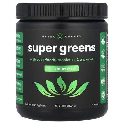 NutraChamps,含 Superfood、益生菌和酶的 Super Greens，无味，8