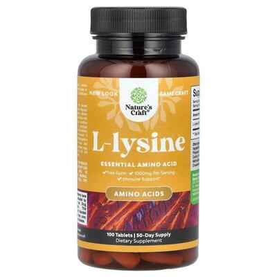 Natures Craft,L-Lysine, Essential Amino Acid, 1,000 mg, 100