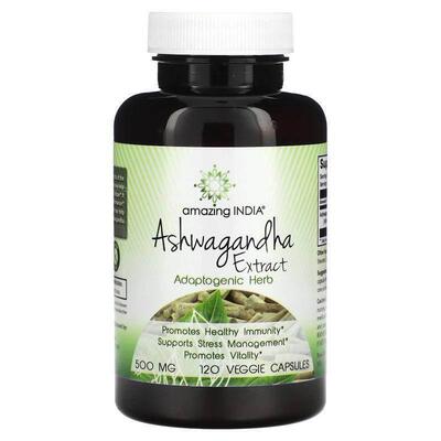 Amazing India,Ashwagandha Extract, 500 mg, 120 Veggie Capsul