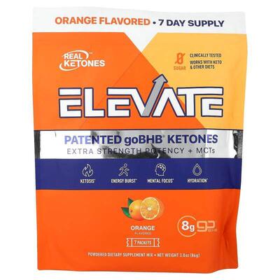 Real Ketones,Elevate, Powdered Mix, Orange, 7 Packets, 0.43