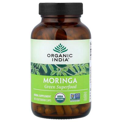 有机印度,Moringa, 180 Vegetarian Caps (350 mg per Capsule)