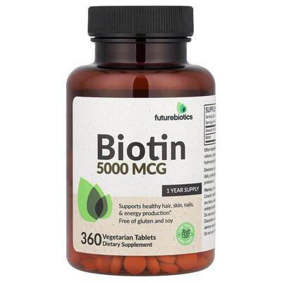Futurebiotics,Biotin , 5,000 mcg, 360 Vegetarian Tablets