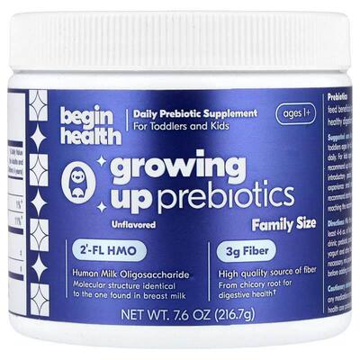 Begin Health,Growing Up Prebiotics, Ages 1+, Unflavored, 7.6