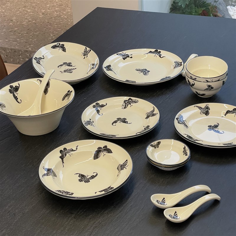 新款轻奢碗碟h家庭餐具釉下彩高颜值饭碗鱼盘乔迁实用送礼高档碗