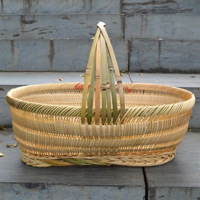 手工竹编制品 竹篮子家用菜篮日式餐具手提篮 粽子水X果鸡蛋礼盒