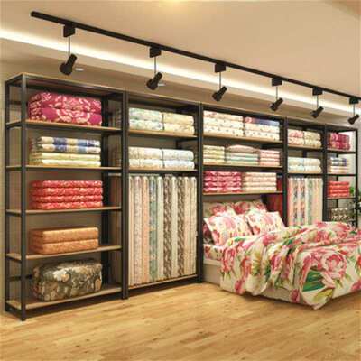 xKW家纺店货架直播展示架床上用品展示柜床品四件套被芯布料展示