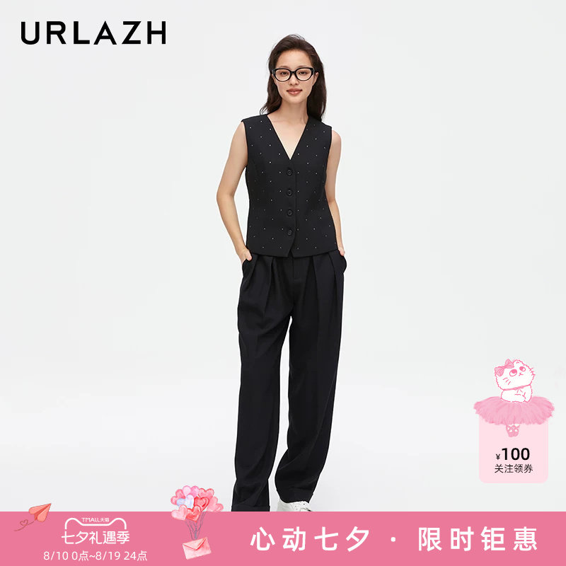 URLAZH有兰新款黑色宽松简约休闲萝卜裤女IM3PA39