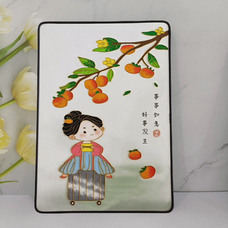 国风好运女孩景泰蓝掐丝珐琅画diy材料包新款非遗手工Z金丝彩沙画