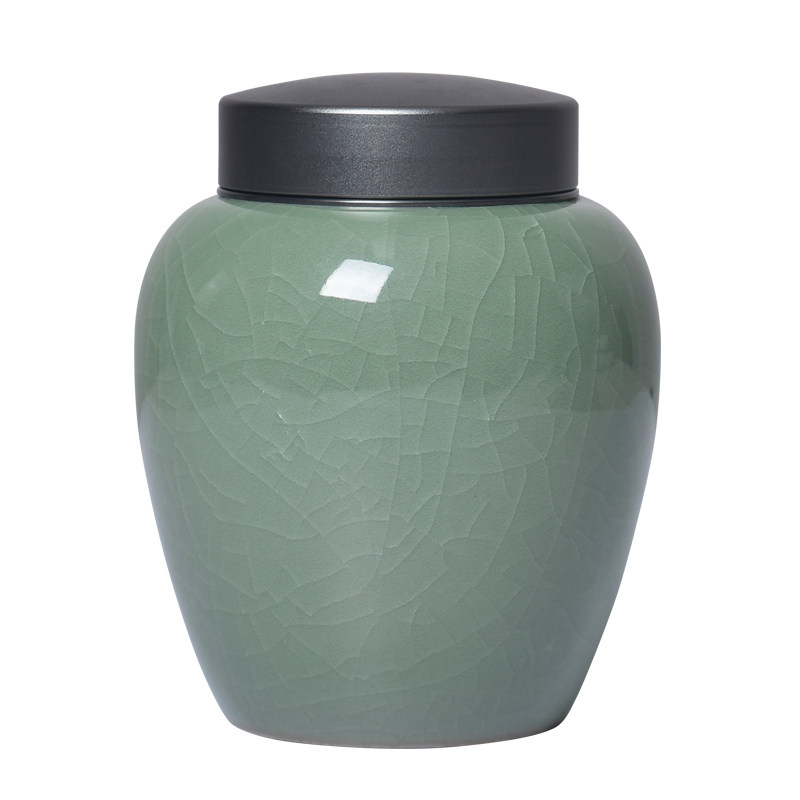 中号青瓷茶叶罐茶叶包装盒红x茶绿茶存茶罐防潮防霉储茶仓陶瓷家