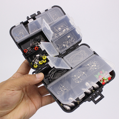 187件b曲柄钩铅坠组合套装三叉转环挡珠8字环连接器太空豆盒装