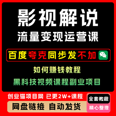 2025影视解说流量变现运营课如何赚钱教程黑科技视频课程副业项目