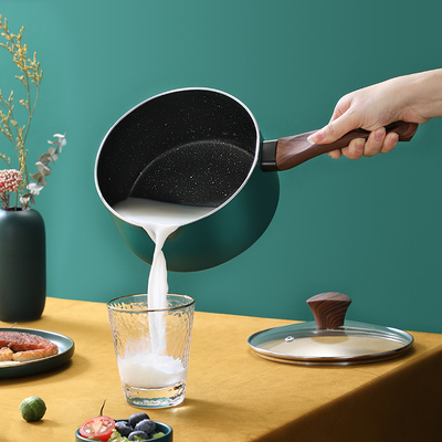 清睽麦饭石奶锅宝宝辅食锅家用婴儿小奶锅泡面锅不粘锅汤锅雪平锅