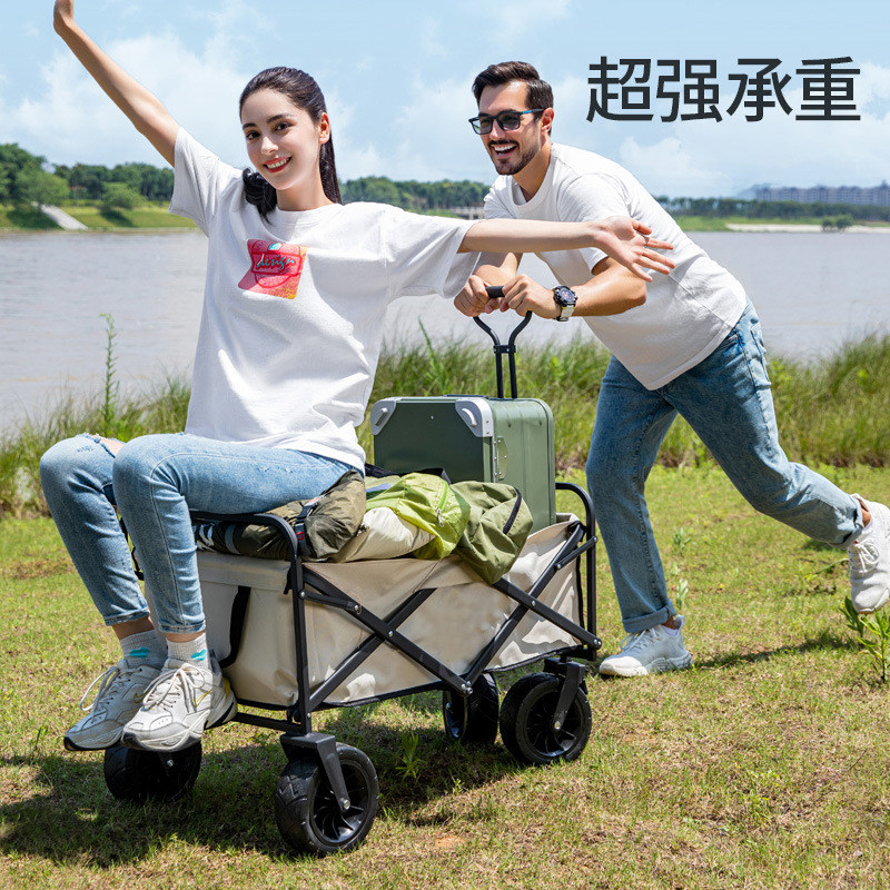 户外可折b叠营地车露营车便携折叠野餐车桌板摆摊小推车小拉杆拉