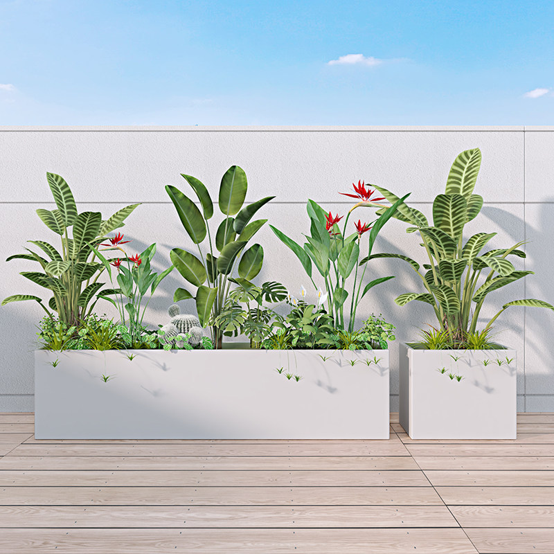 户外不锈钢定 制花箱阳台种植箱广场商业街长方形花坛铁艺成品花