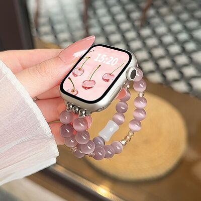 猫眼石水晶链适用oppowatch3/X/2/3pro/4pro手表表带高级男女夏se