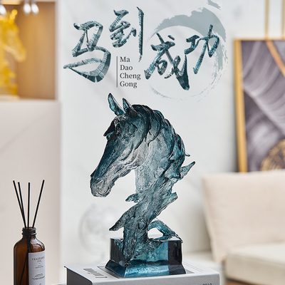透明马头轻奢高档抽象艺术工艺z品电视柜水晶酒柜装饰品摆件办公