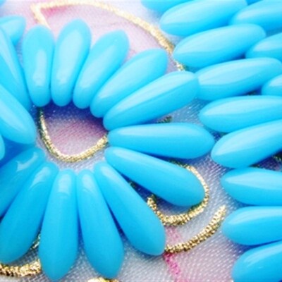 【64020】进口捷克剑形珠 土耳其乳蓝