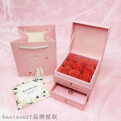 Pink gift box 9 Roses Jewelry Box Necklace box ring earring