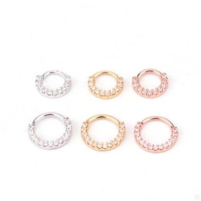 1PC 6/8/10mm Cz Nose Hoop Helix Cartilae Earrin Daith Snu
