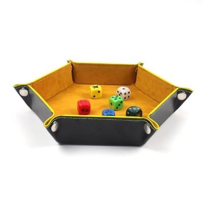 Foldable Dice Tray Box PU Leather Folding Hexagon Key