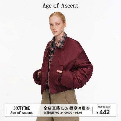Age of Ascent 新年酒红色氛围感宽松复古廓形棒球夹克外套棉服