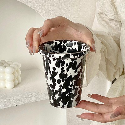 快速发货复古泼i墨陶瓷杯家用女生刷牙漱口杯高颜值笔筒情侣早餐