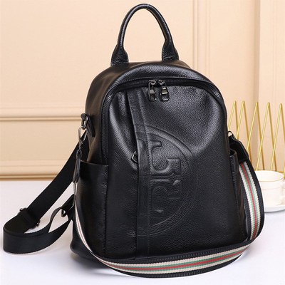 2022 Women Travel Leather Backpack Real Cowhide Backpack Fem