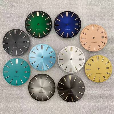 31.8mm改装表盘字面 农家橡树条钉绿夜光 手表配件 适装nh35机芯