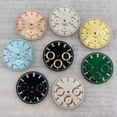 新款VK63石英机芯表盘29.5mm改装多功能计时熊猫水晶钉手表配件