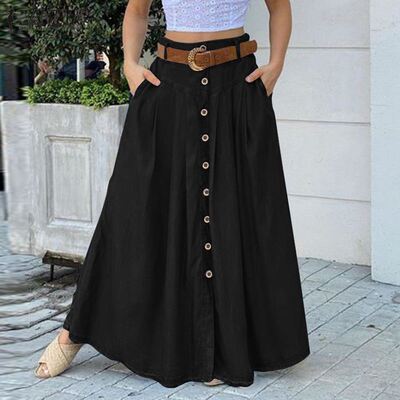 好货Stylish Womens Skirts Spring High Wasit Solid Long Skir